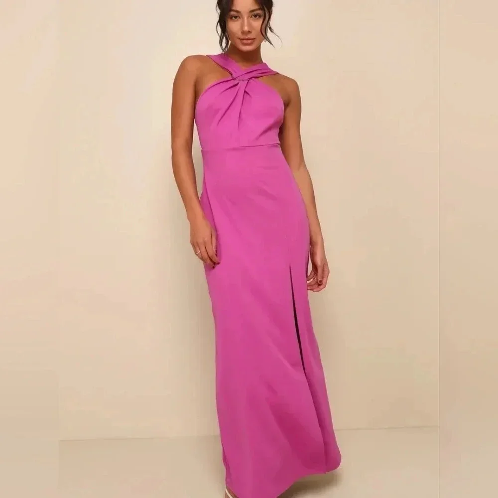 Lulus | Dresses | Lulus Glorious Perfection Magenta Purple Crossfront ...